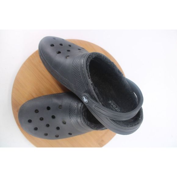 CROCS | Shoes | Crocs Mens Classic Faux Fur Lined Black Clog Shoes ...